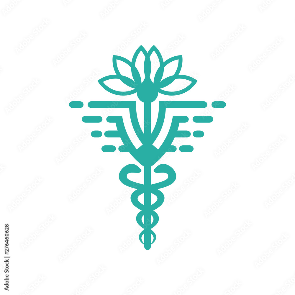 health symbol logo design and lotus flower Stock Vector | Adobe Stock