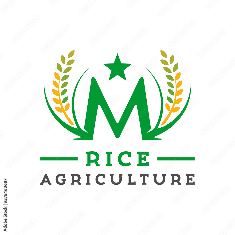 design of the letter m logo of rice farming Stock Vector | Adobe Stock