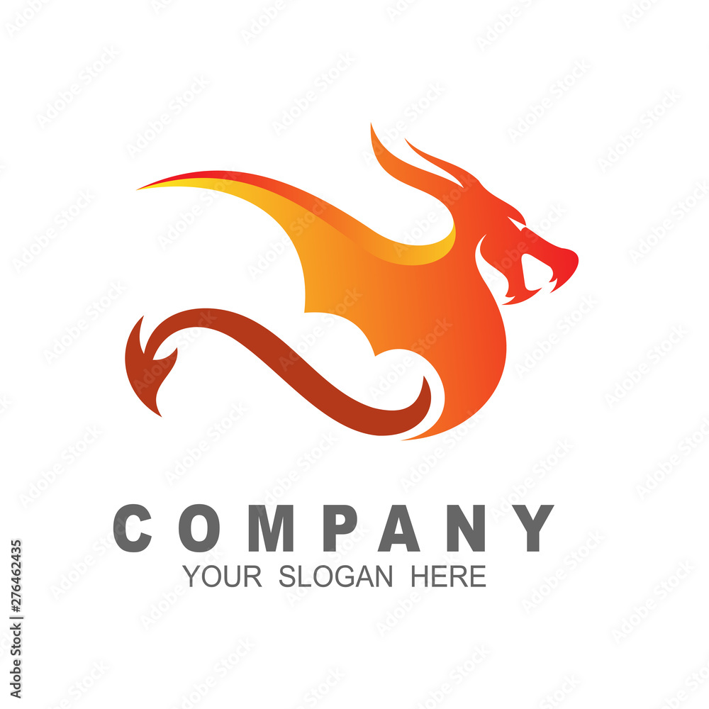 Winged dragon logo, dragon logo with flying design illustration Stock ...