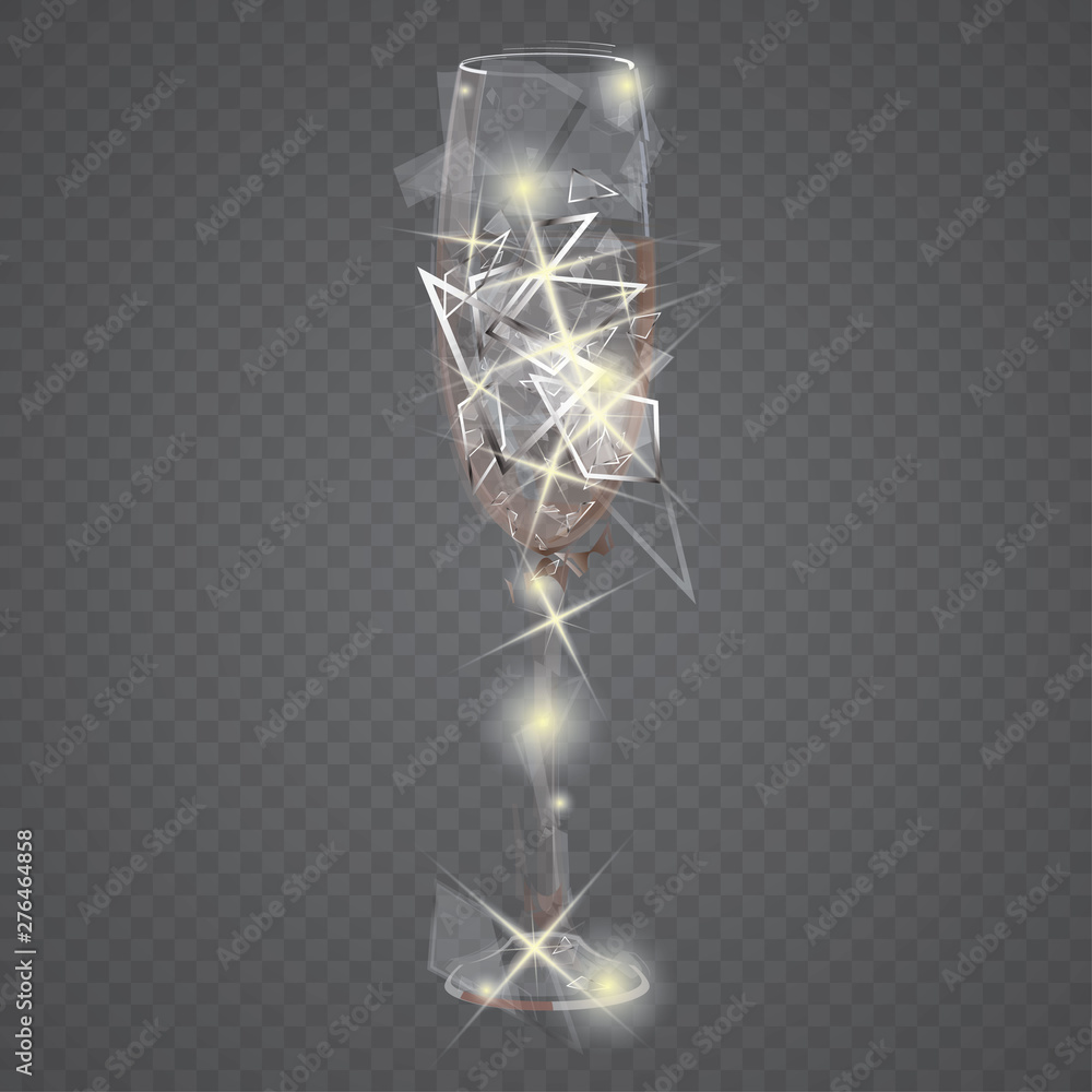 Transparent vector glass. Slab pieces of glass. Isolated on a black ...