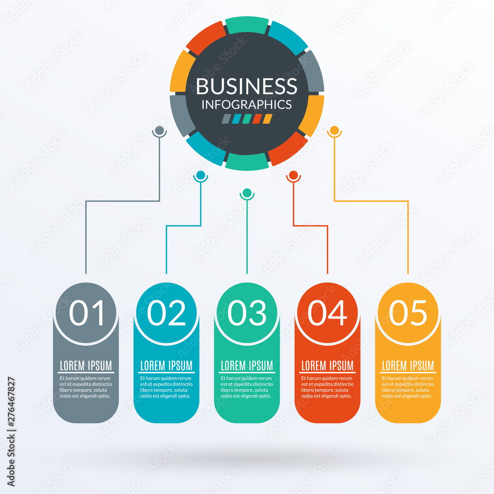 5 steps business process with circle diagram. Graphic chart with 5 ...