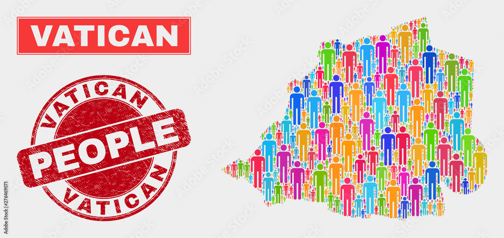 Demographic Vatican map abstraction. People bright mosaic Vatican map ...