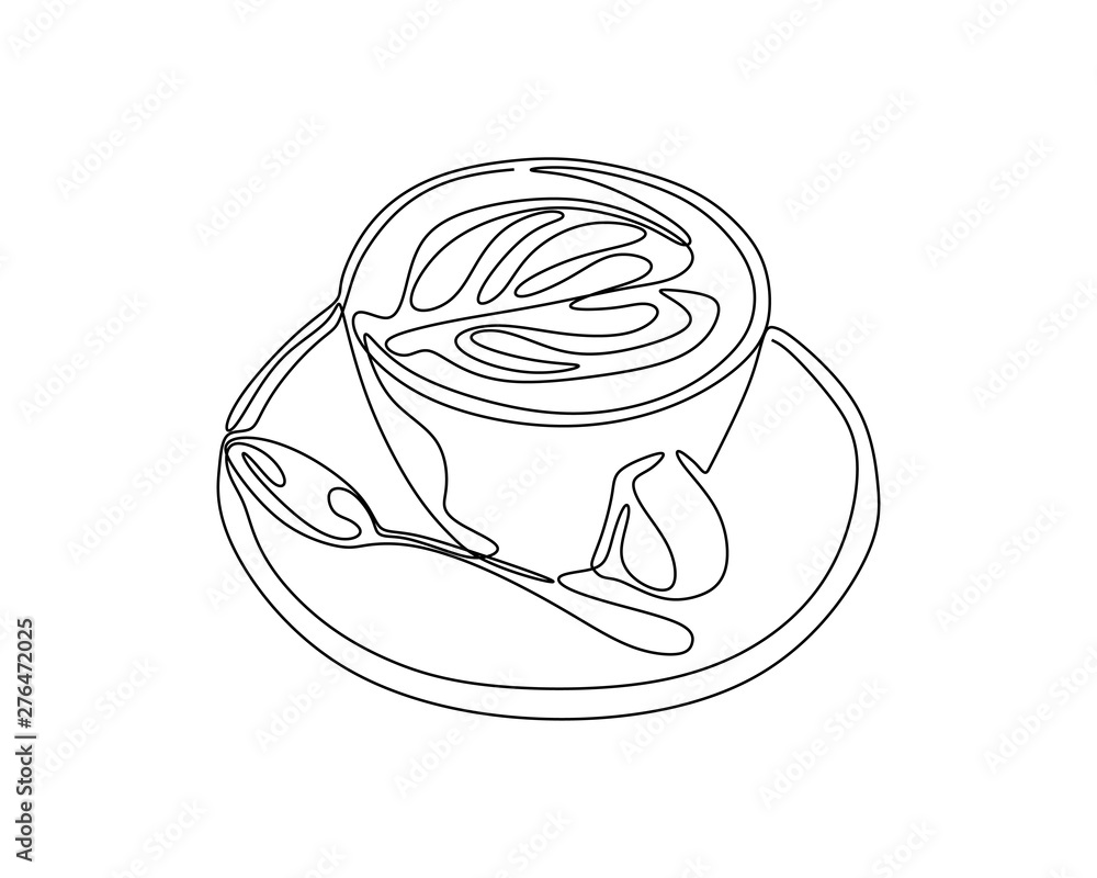 Continuous one line drawing of a cup of coffee minimalist design ...
