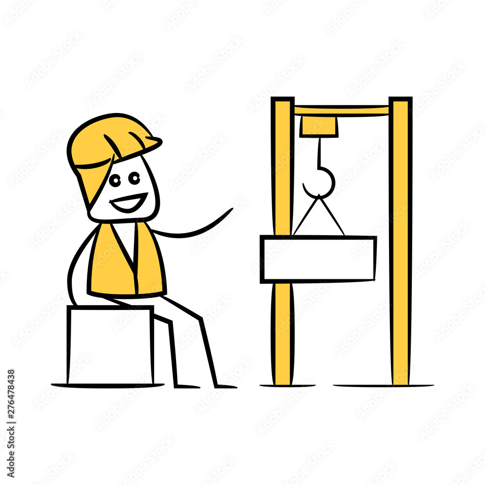 engineer or operator and crane, doodle stick figure design Stock Vector ...