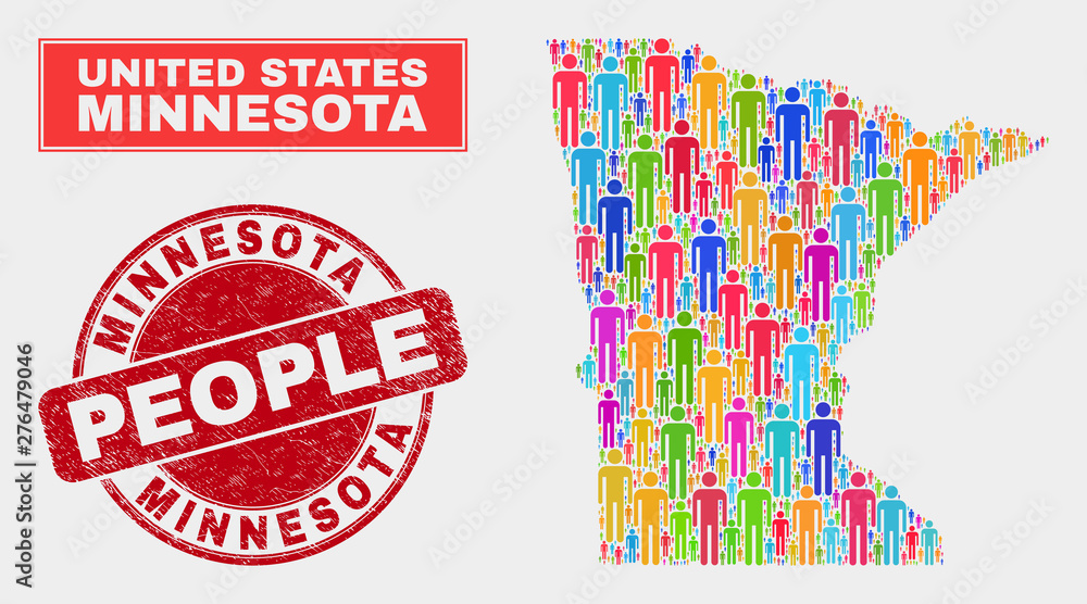 Demographic Minnesota State map abstraction. People colorful mosaic ...