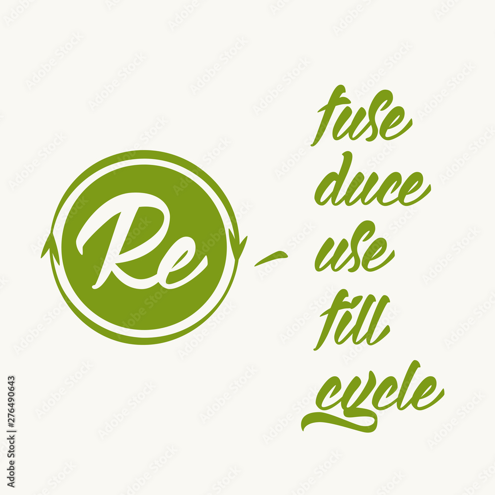 Zero Waste background template. Color illustration of Refuse Reduce ...