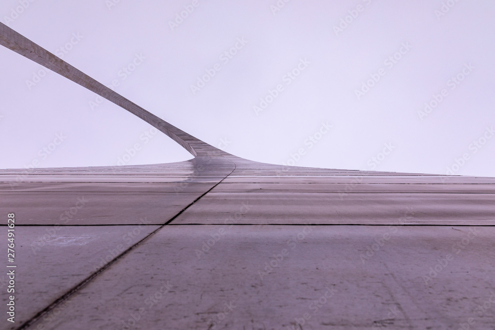 Up close view at St Louis Gateway arch. A curved shape of the Arch ...