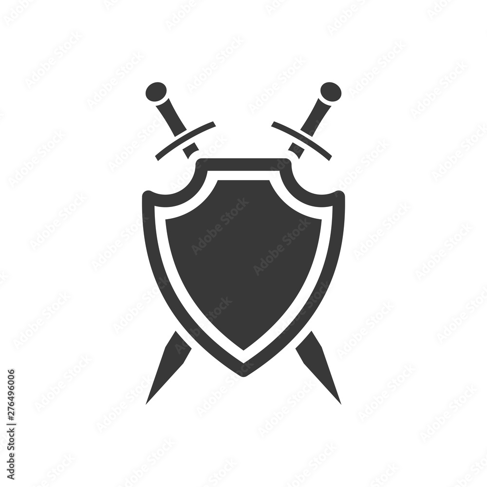 shield icon template black color editable. sword conception with shield ...