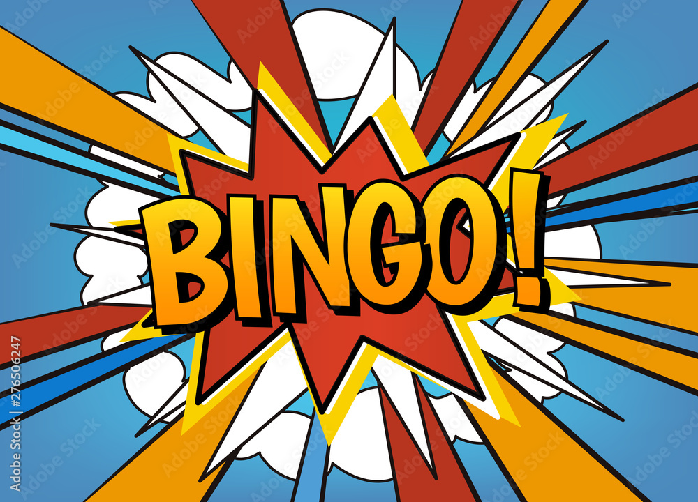 Bingo! Comic speech bubble vector design. Explosion cartoon background with place for text ...