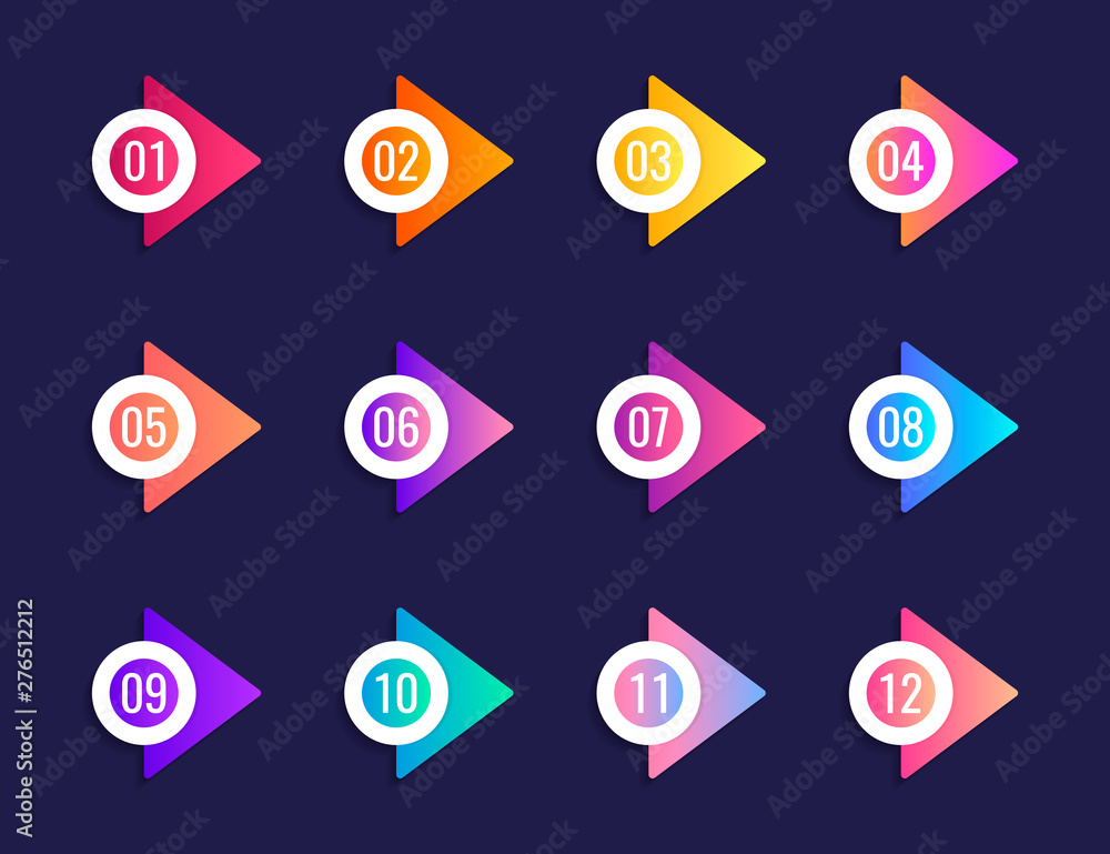 Super set arrow bullet point triangle flags on dark blue background ...