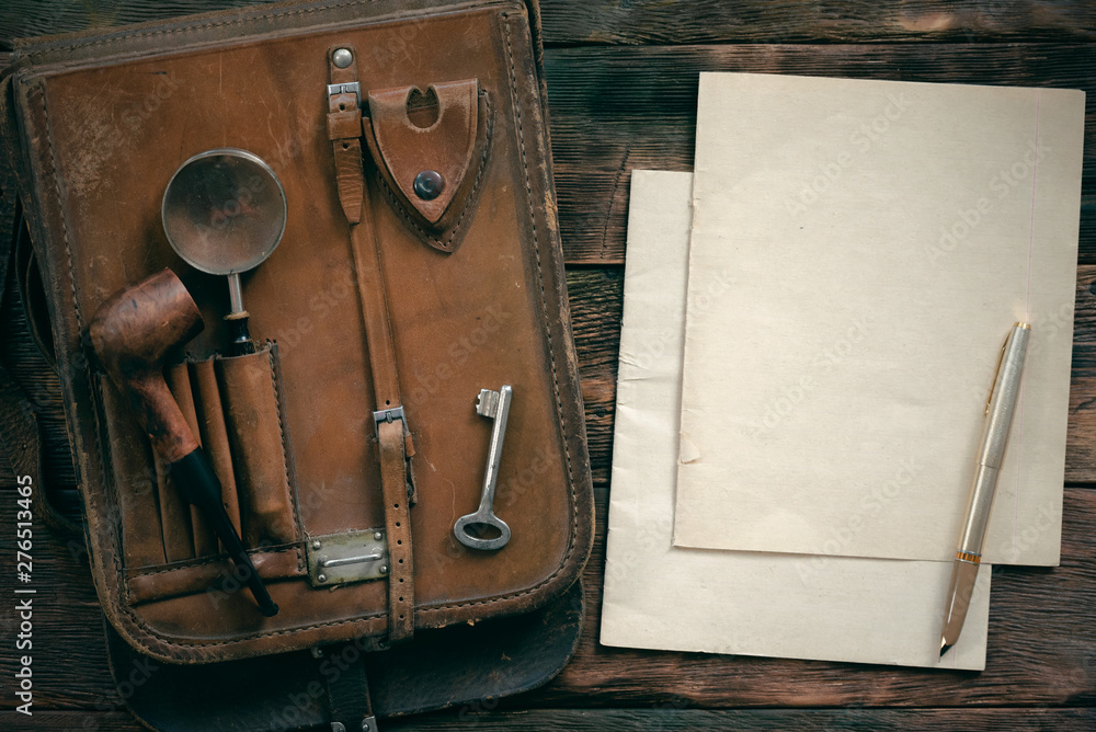 Top secret document or letter mock up on a detective table background ...