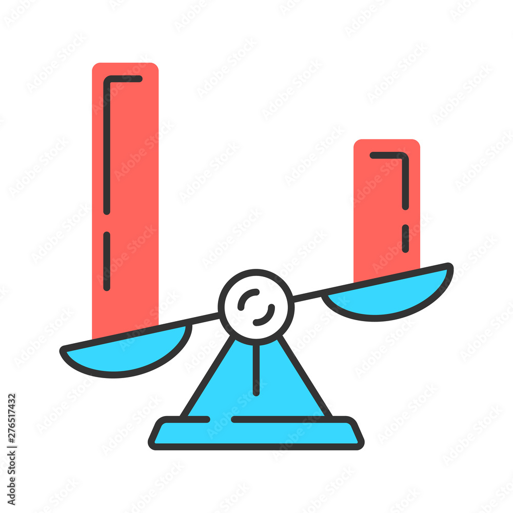 Comparison diagram color icon. Cluster diagram. Contrast objects ...