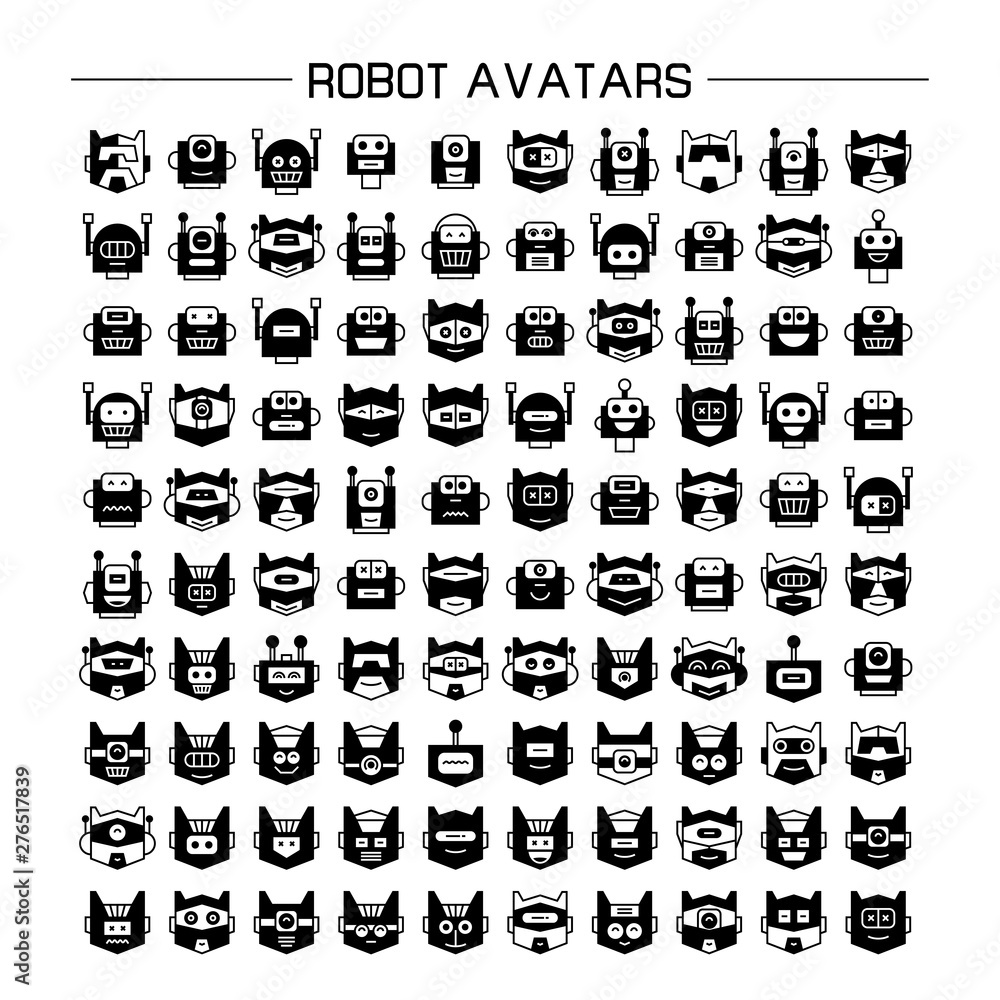vector set of robot avatar icons Stock Vector | Adobe Stock