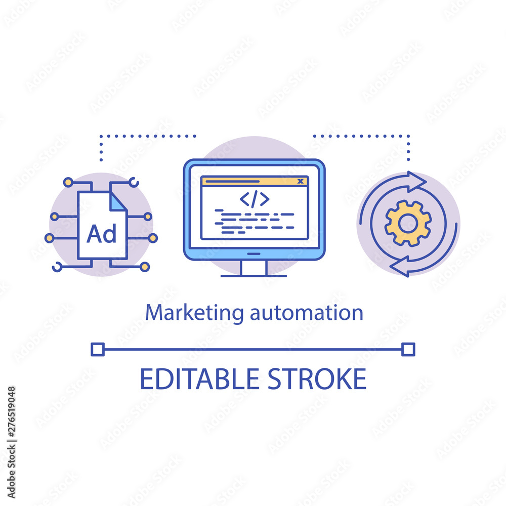 Marketing automation concept icon. Digital marketing tactic idea thin ...