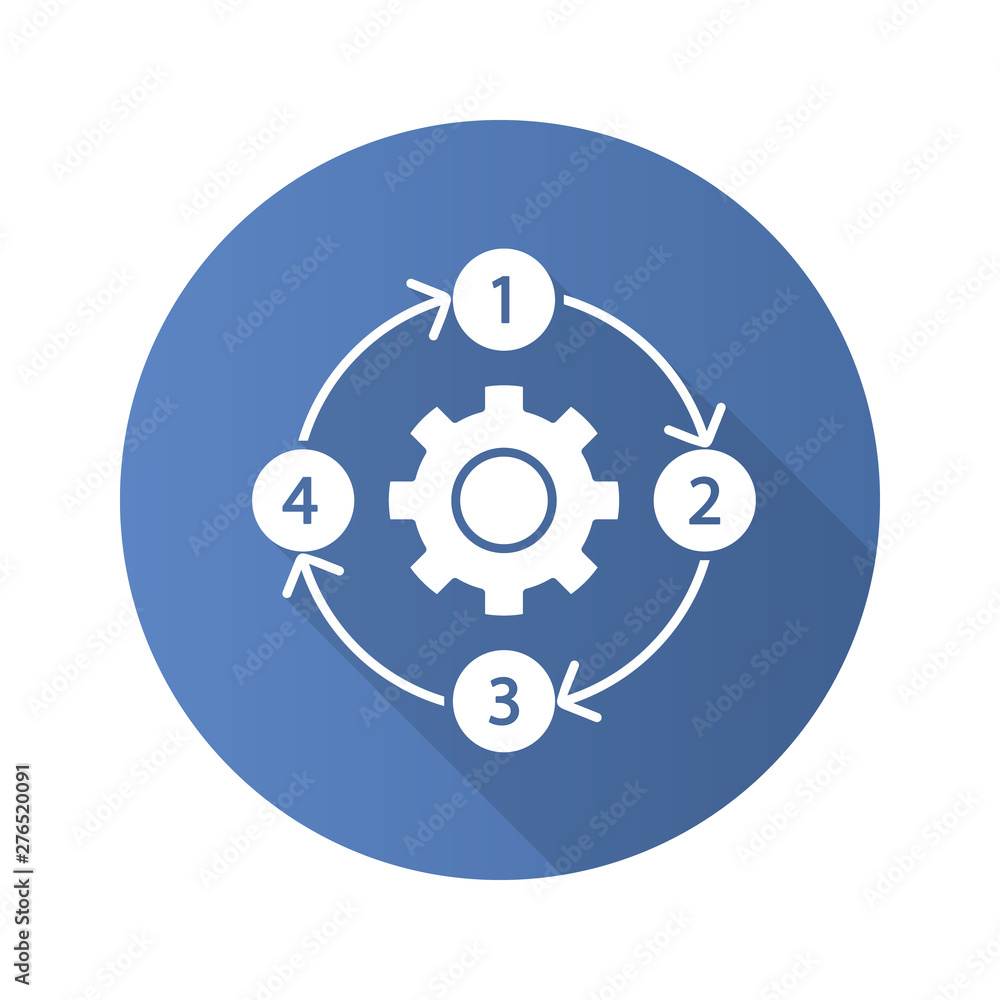 Process diagram flat design long shadow glyph icon. PFD. Flowsheet ...