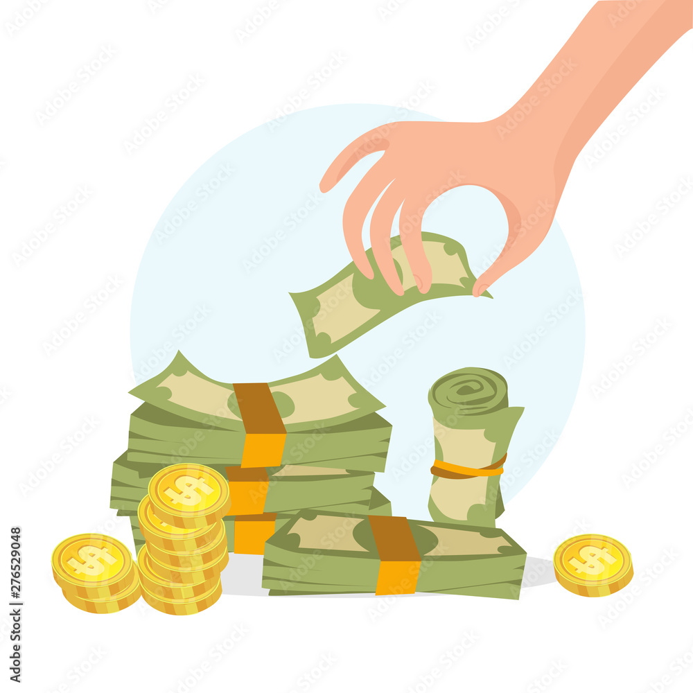 Hand holding money. Symbol of wealth, success and good luck. Bank and ...
