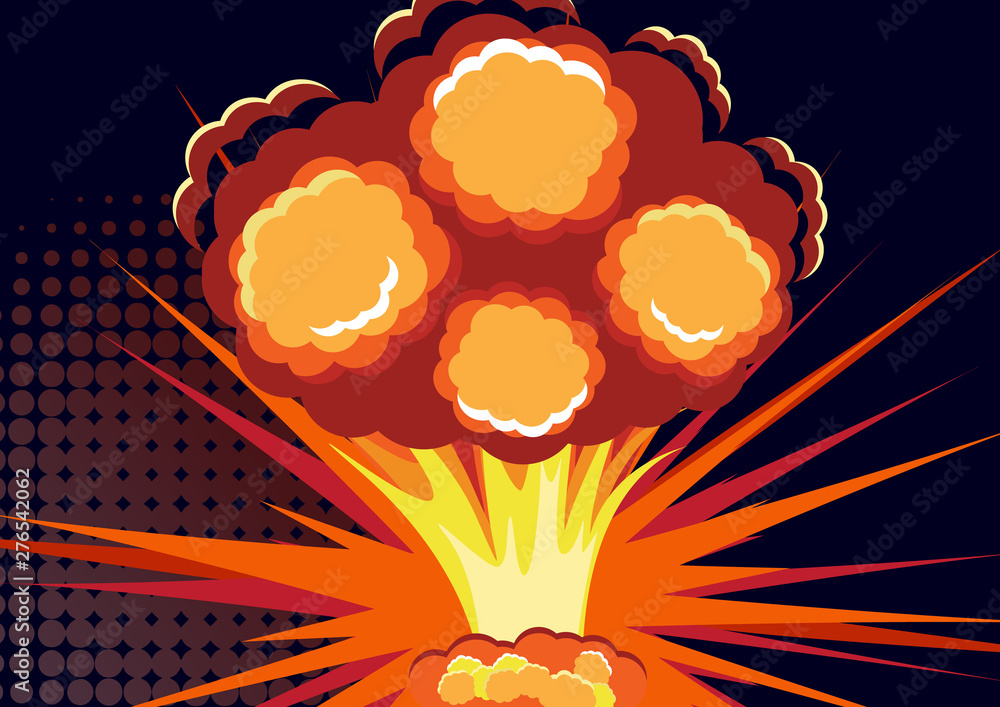 Cartoon vector bomb explosion with smoke. Cartoon style effect boom ...