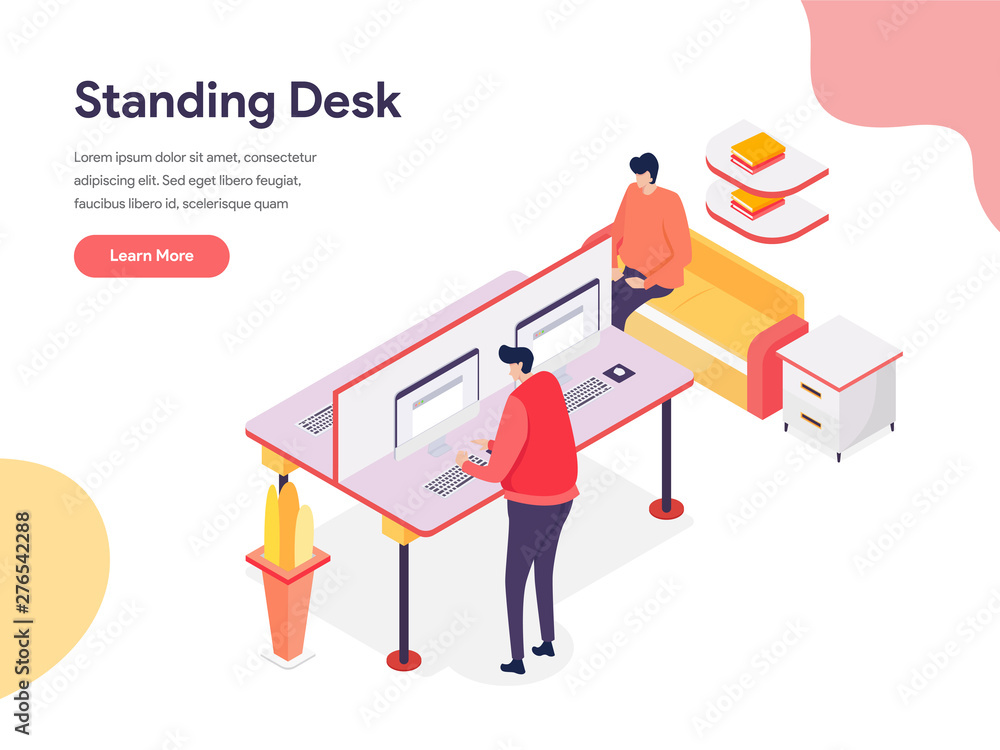 Standing Desk Illustration Concept. Isometric design concept of web ...