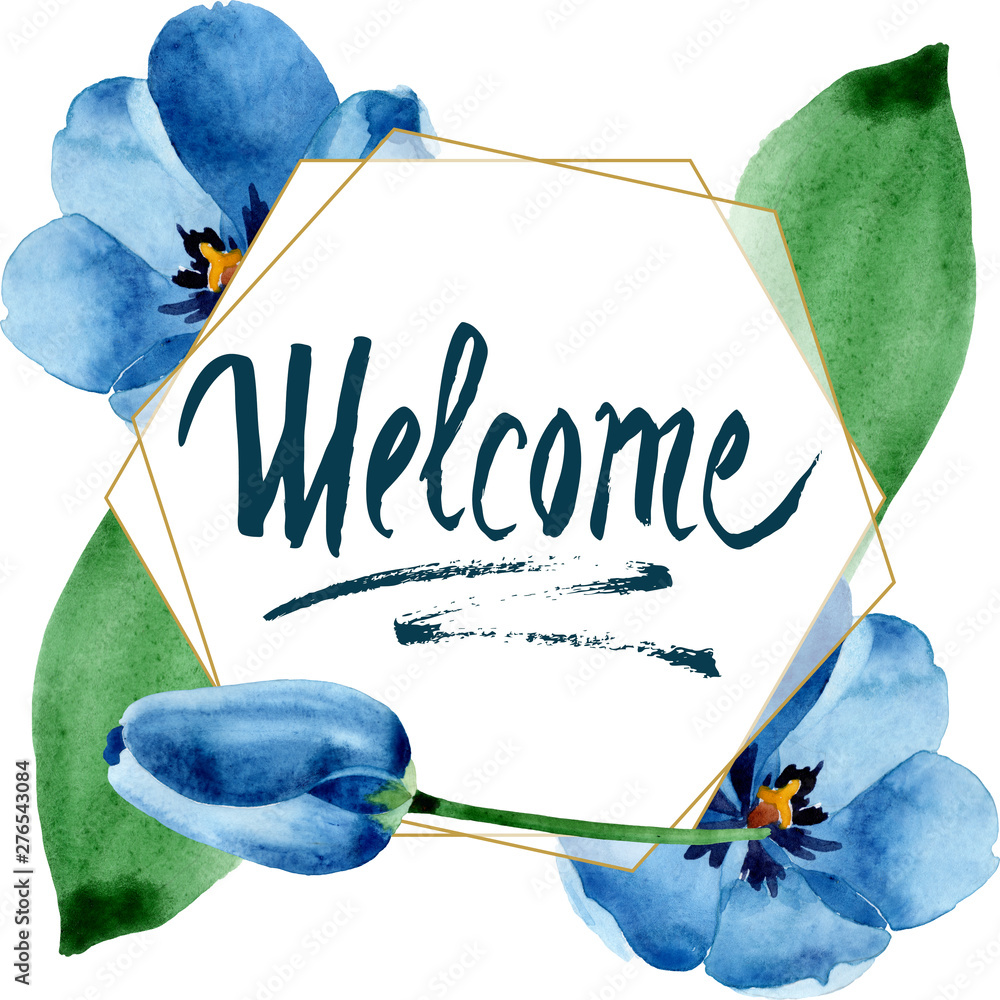 Blue tulip floral botanical flowers. Watercolor background illustration ...