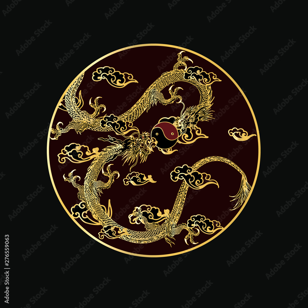 Vector two dragon vectors are occupying a crystal ball on a cloud ...