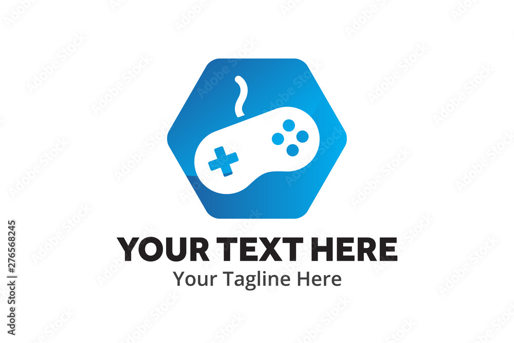 unique game simple logo creative design in flat style with color ...