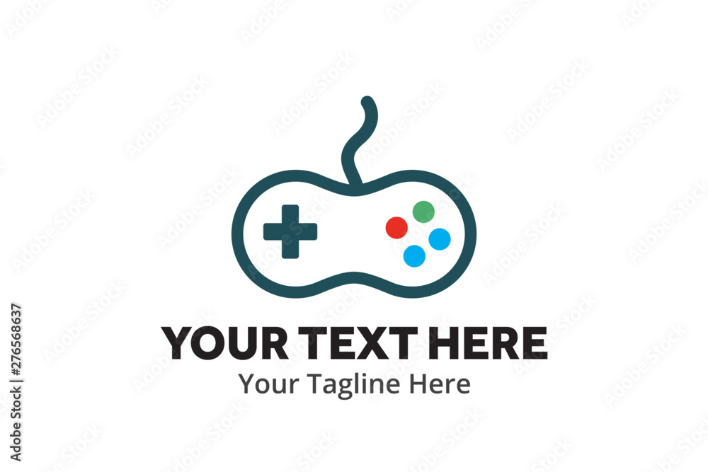 unique game simple logo creative design in flat style with color ...