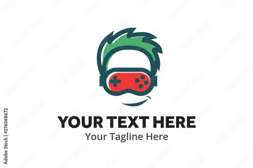 unique game simple logo creative design in flat style with color ...