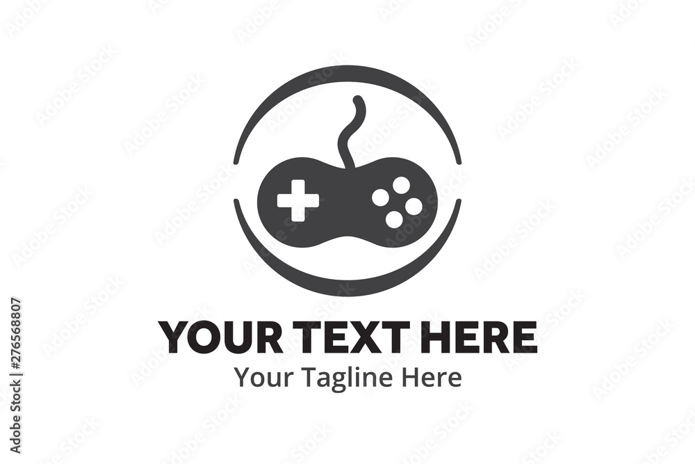 unique game simple logo creative design in flat style with color ...