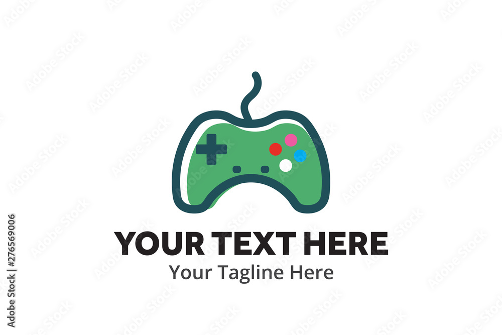 unique game simple logo creative design in flat style with color ...