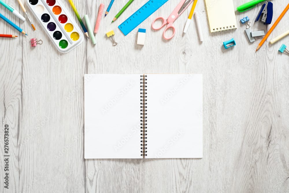 Back to school concept, creative layout with with various school ...