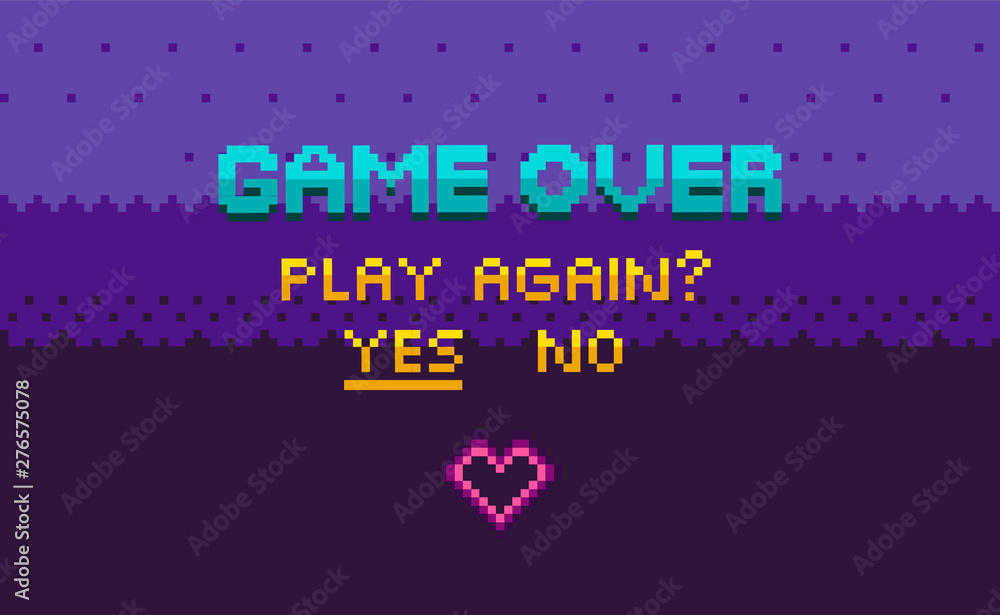 Vecteur Stock Game over and question of play again, yes or no choosing ...