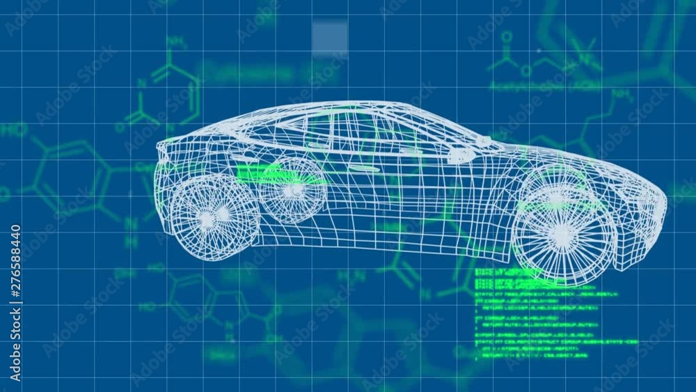 3D model of a car with molecular structures vídeo de Stock | Adobe Stock