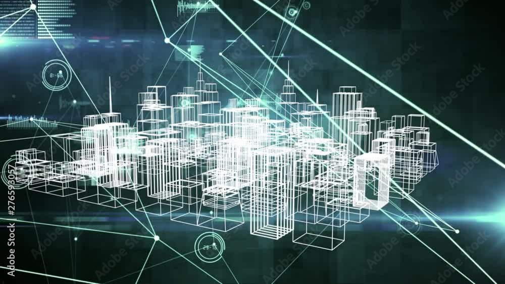 Digital 3D model of a city structure Stock Video | Adobe Stock