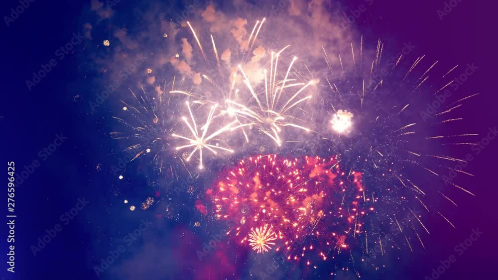 The night sky with festive fireworks exploding Stock Video | Adobe Stock