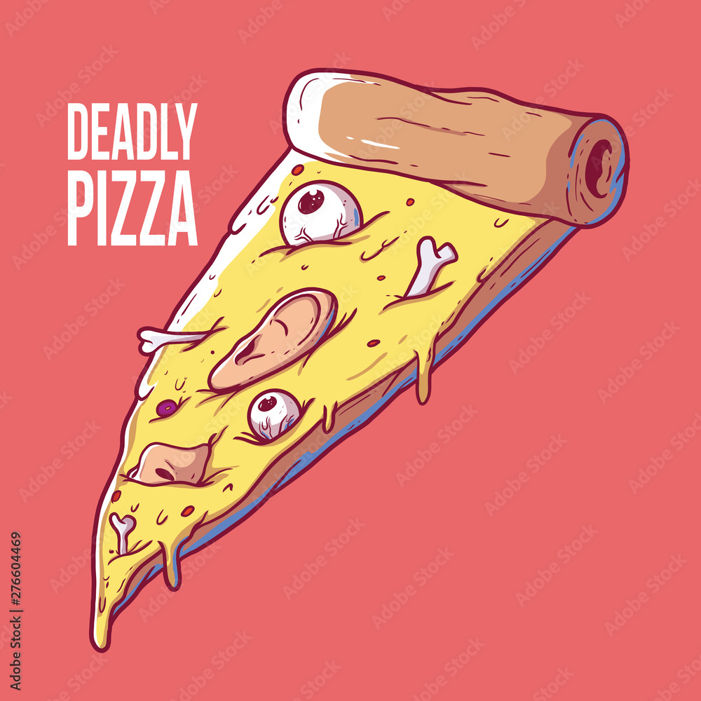 Pizza Slice with body parts vector illustration. Fast food, pizza ...