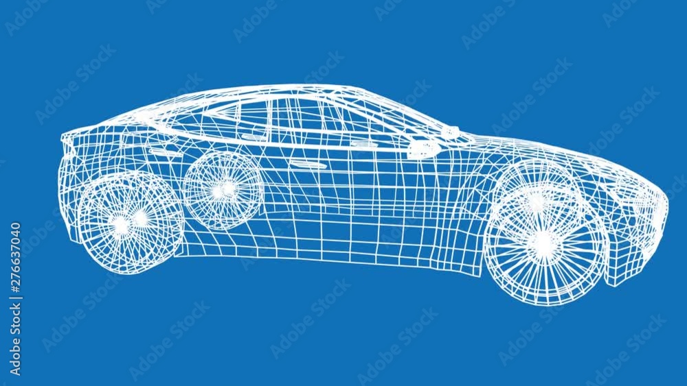 Revolving technical drawing of car Stock Video | Adobe Stock