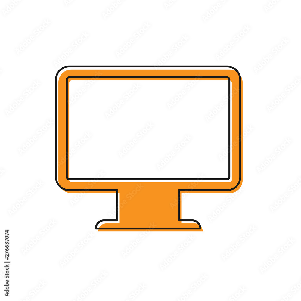 Orange Computer monitor screen icon isolated on white background ...
