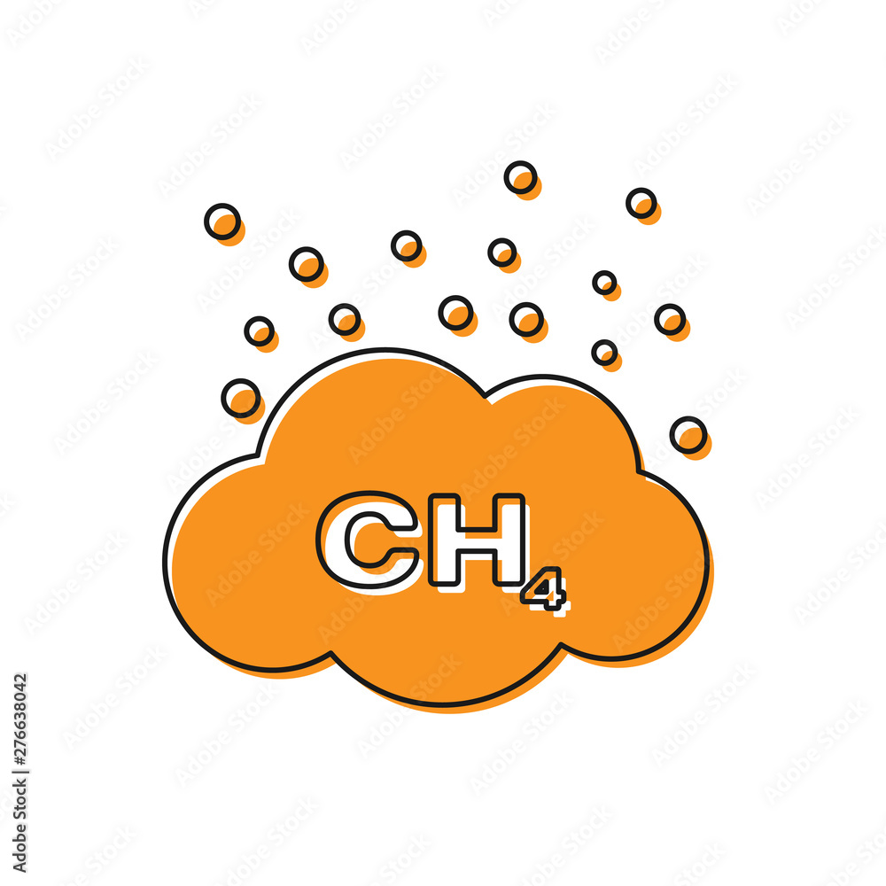 Orange Methane emissions reduction icon isolated on white background ... Orange Methane emissions reduction icon isolated on white background ...