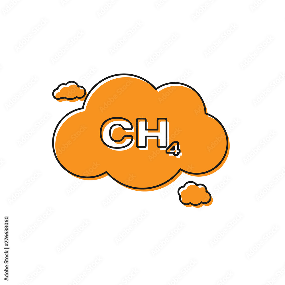 Orange Methane emissions reduction icon isolated on white background ... Orange Methane emissions reduction icon isolated on white background ...