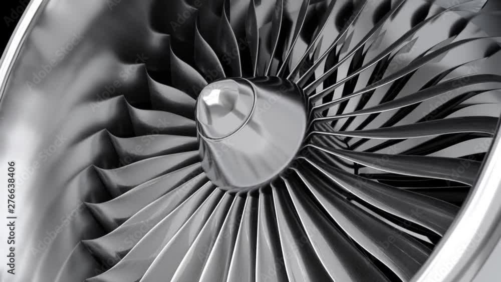 Air Force turbojet engine. Close-up video of Airscrew (propeller ...