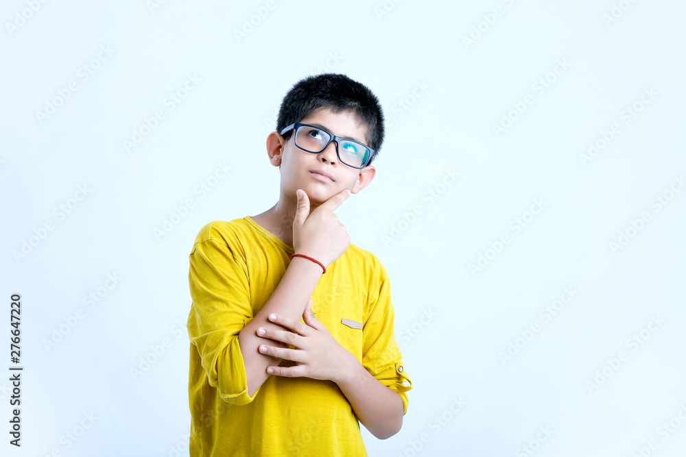 young indian cute boy thinking expressions Stock Photo | Adobe Stock