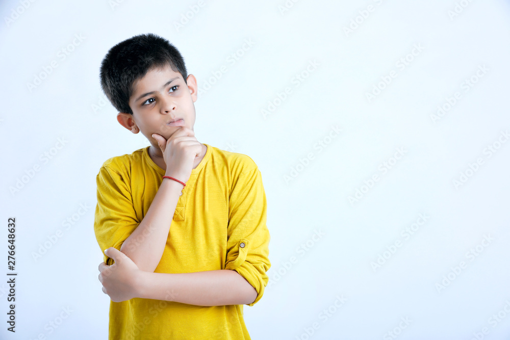 young indian cute boy thinking expressions Stock Photo | Adobe Stock