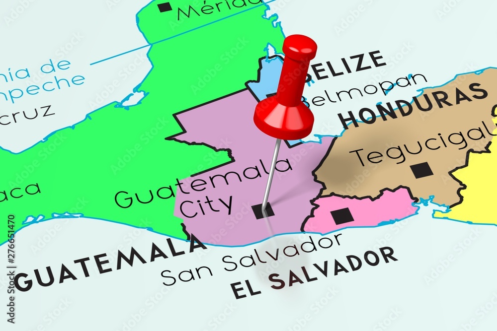 Guatemala, Guatemala City - capital city, pinned on political map Stock ...