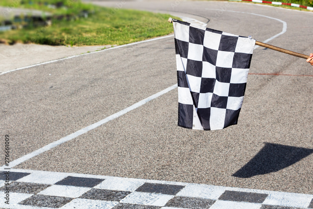 The finish line and checkered flag racing. finish the race Stock Photo ...
