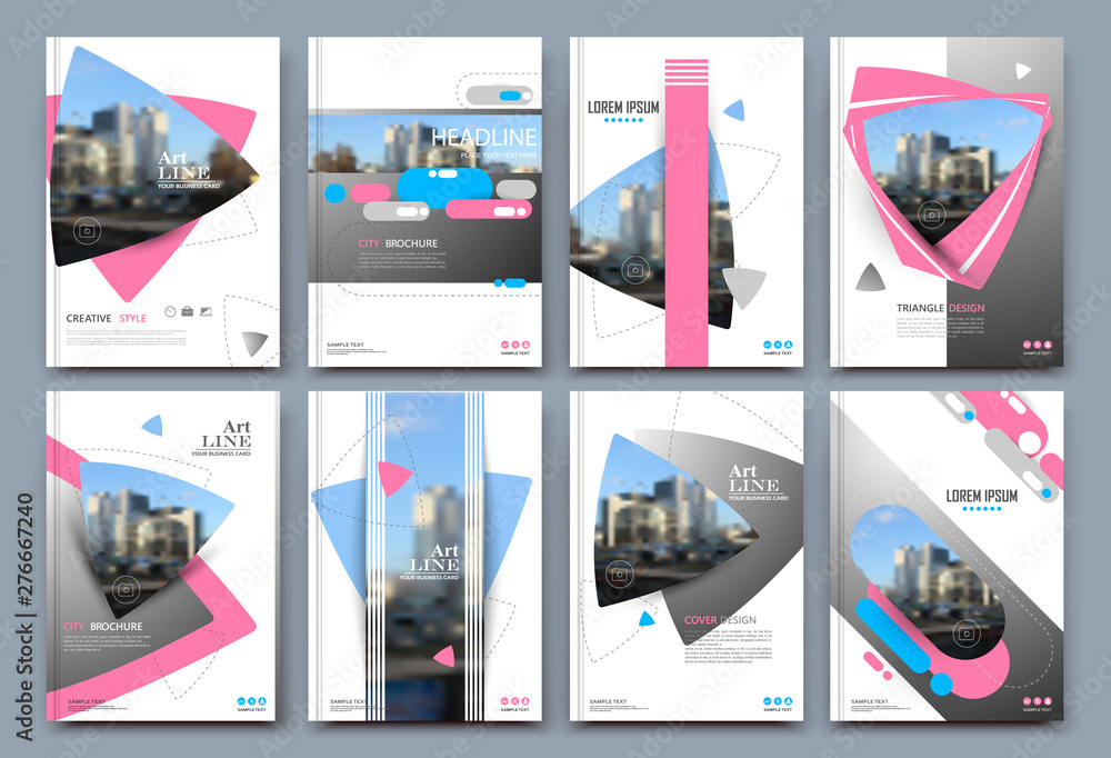 Abstract binder layout. Pink a4 brochure cover design. Fancy info text ...