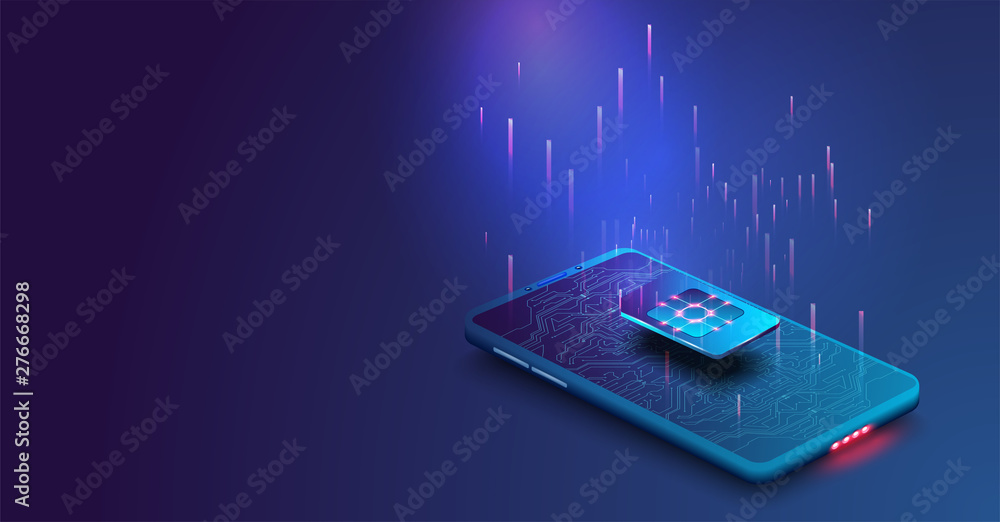 eSIM card chip sign. Embedded SIM concept. New mobile communication ...