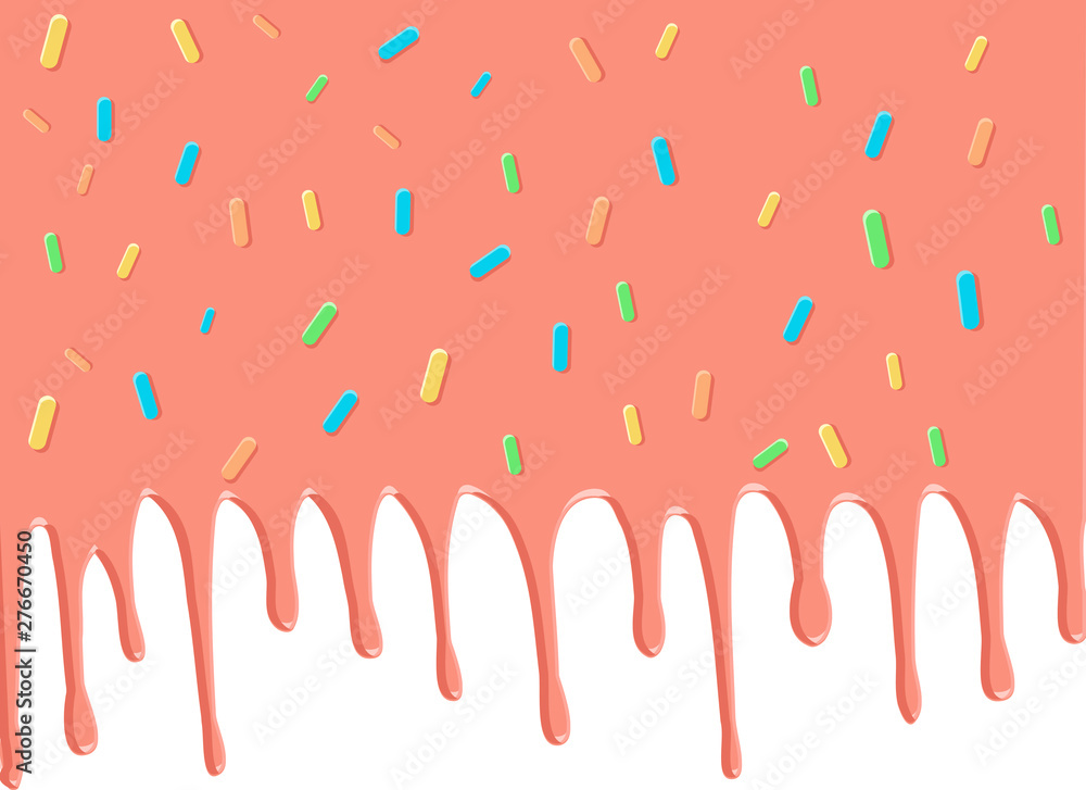 Dripping donut glaze background. Pink liquid sweet flow, tasty dessert ...