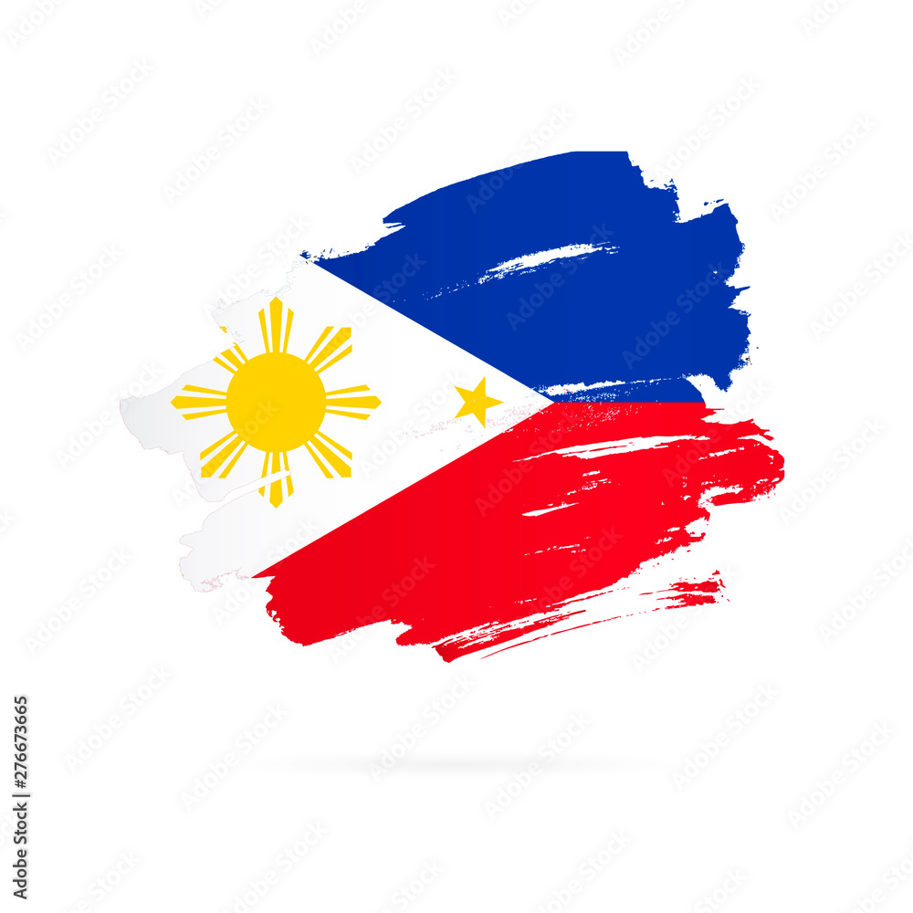 Philippines flag. Brush strokes drawn by hand. Stock Vector | Adobe Stock