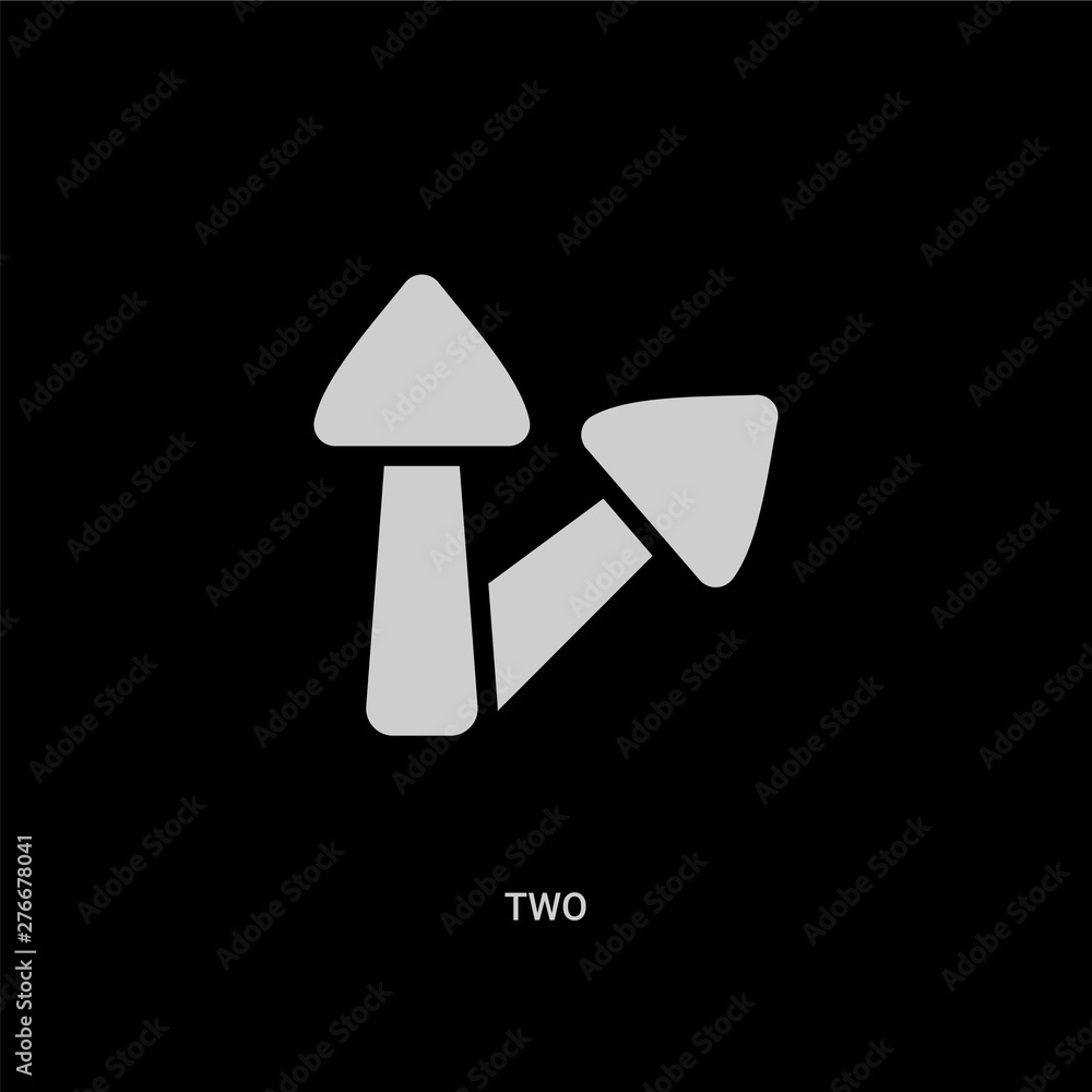 white two vector icon on black background. modern flat two from ...