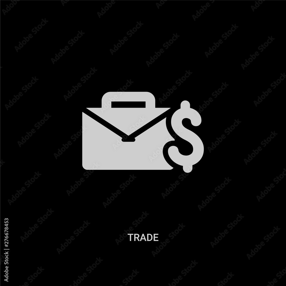 white trade vector icon on black background. modern flat trade from ...